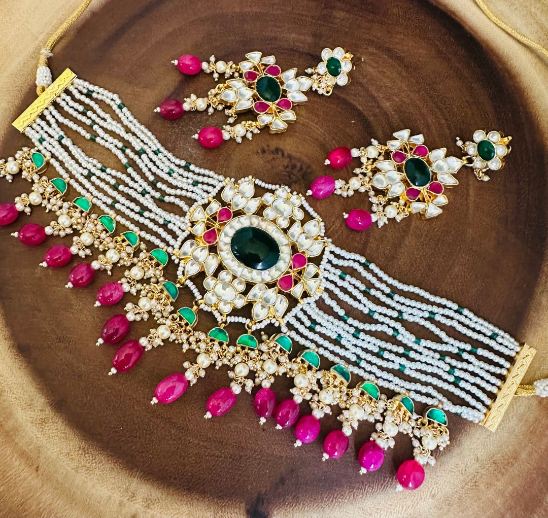 Handmade Designer Sabyasachi Inspired Bridal Choker/ahmdabadi Kundan ...