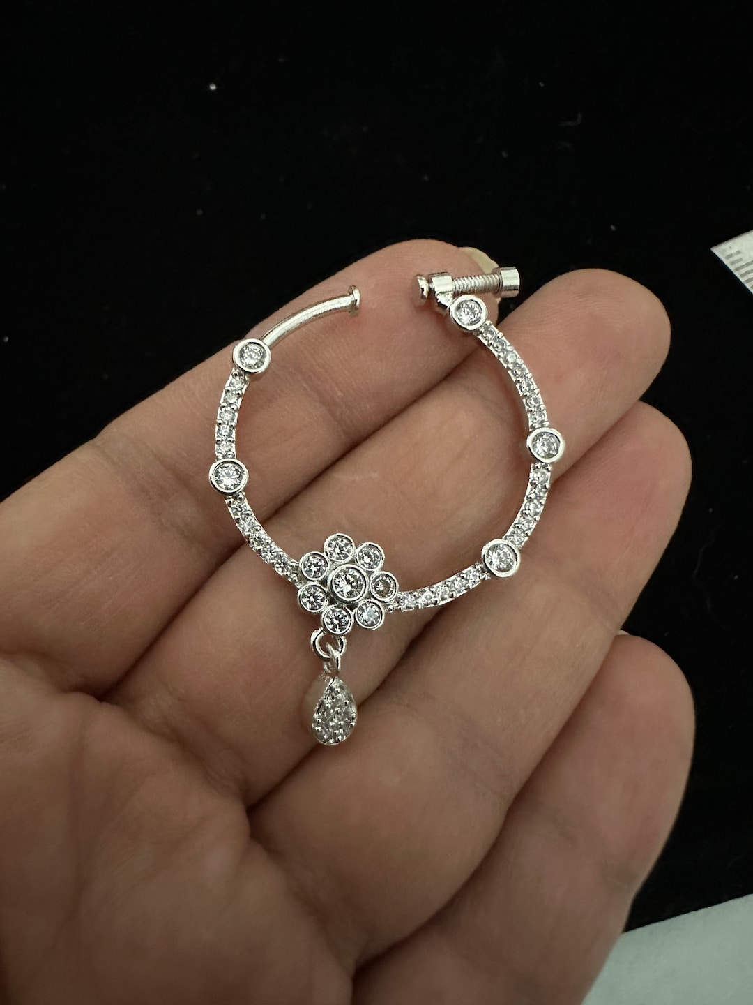 American Diamond Nath/nath for Non Pierced Nose/indian Nosering ...