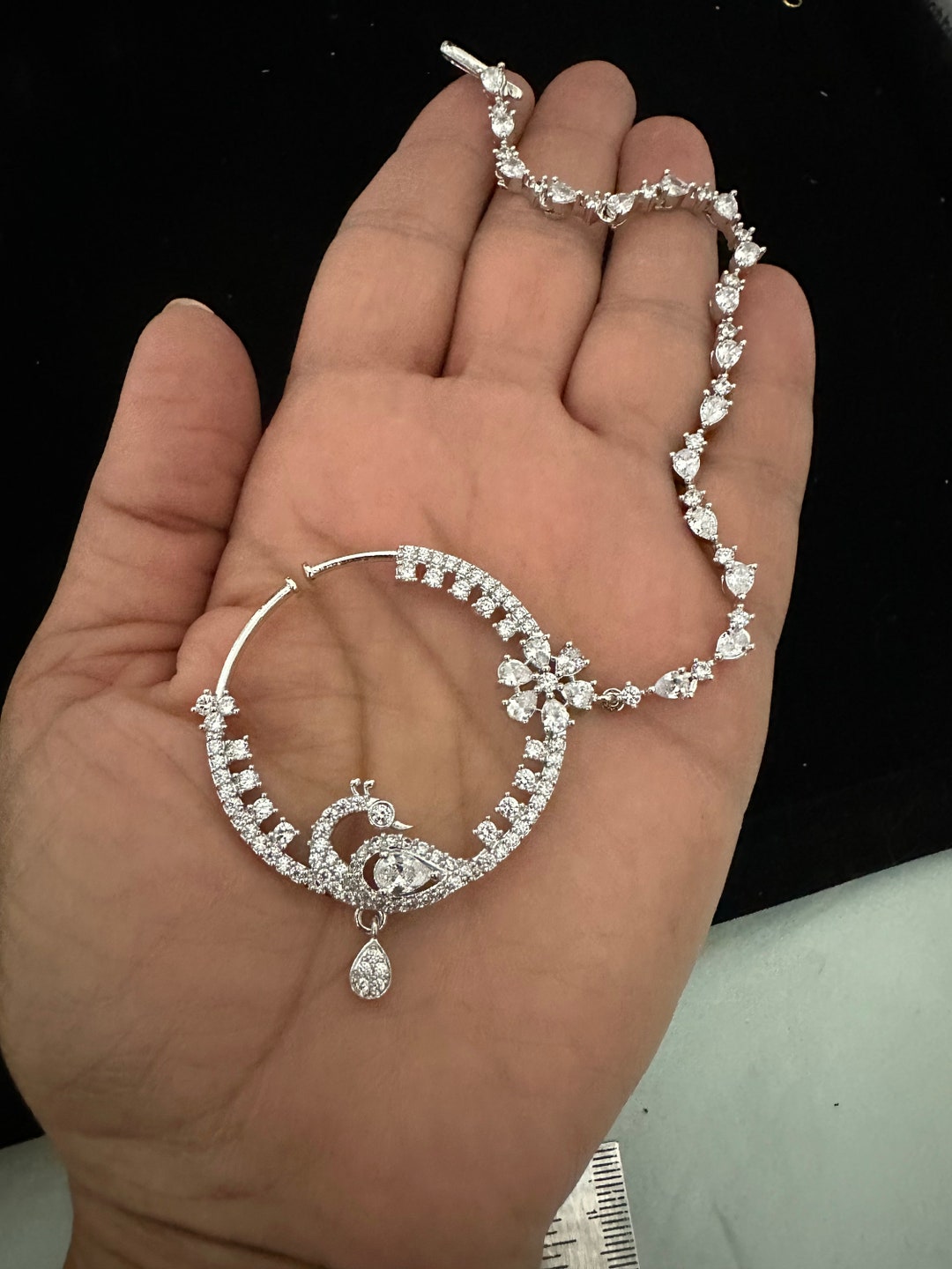 Bridal American Diamond Nath/nath for Non Pierced Nose/indian Nosering ...