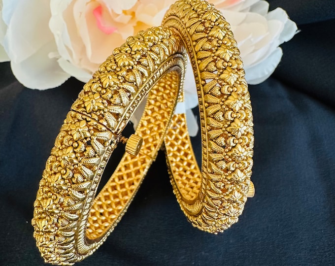 Gold Plated Bangles/traditional Openable Gold Plated Kadas/traditional ...