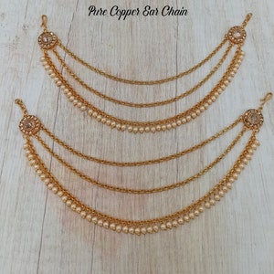 Bahubali/ear Chain With Beads/kaan Chain/sahare/statement Earrings ...