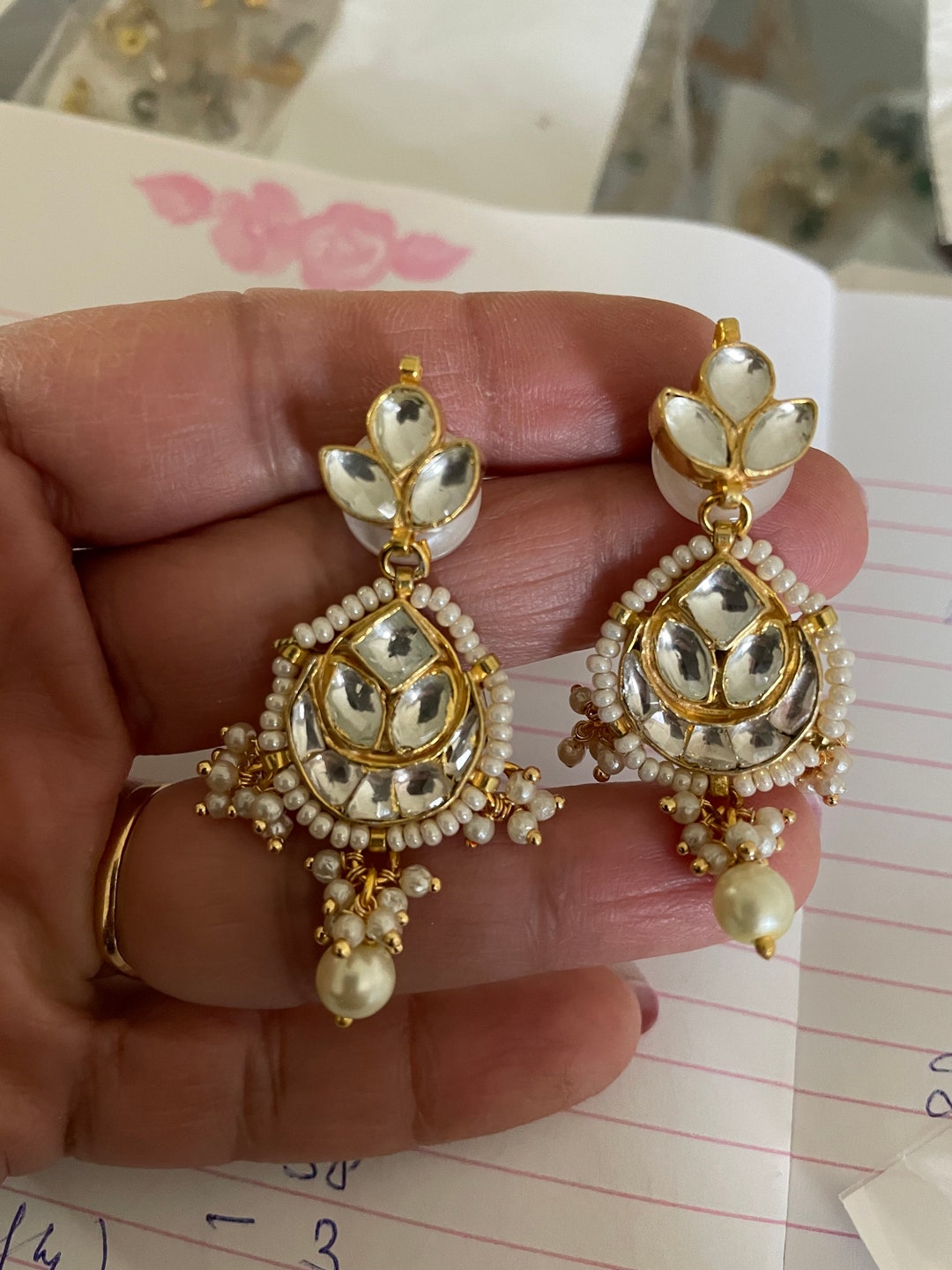 Small Kundan Earrings/sabyasachi Inspired Kundan Chandbalis/pachi ...