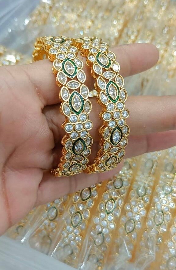 Polki Gold Bangles/polki Pearls Bangles/indian Bangles/pakistani ...