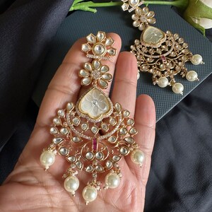 Bridal Indian Statement Chandbalis/carved Stones Tayani Kundan ...