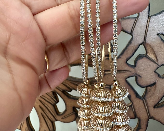 Set of 4 Stones Bangles/muted Gold Stones Bangles With Dangling Jhumkas ...