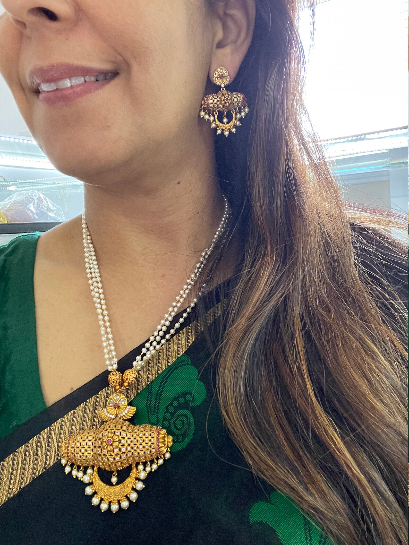 Matte Gold AD Set With Pearls Strings/dull Gold Set With CZ | Etsy