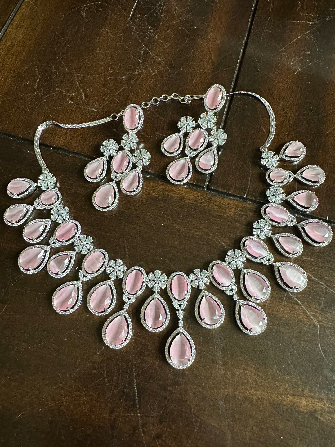 Pink Diamond Necklace Set/ad Necklace Set/cocktail Necklace Set - Etsy