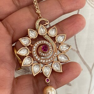 Rose Gold Bridal/kundan AD Tikka/designer/tayani Style/peacock Design ...