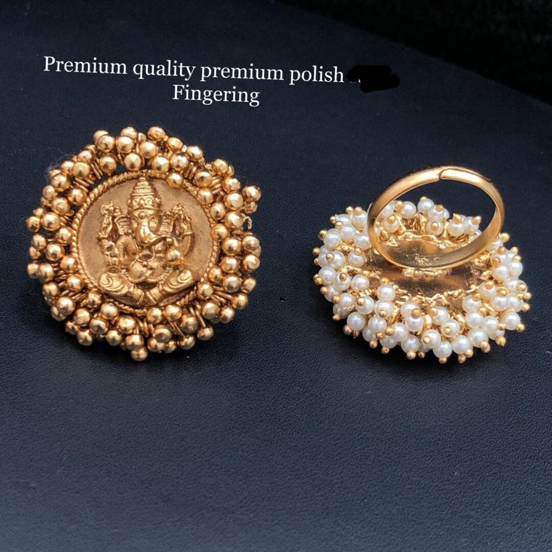 Gold Ganesha Ring/lord Ganesha Ring/ Antique Gold Ganapati Ring/matte ...