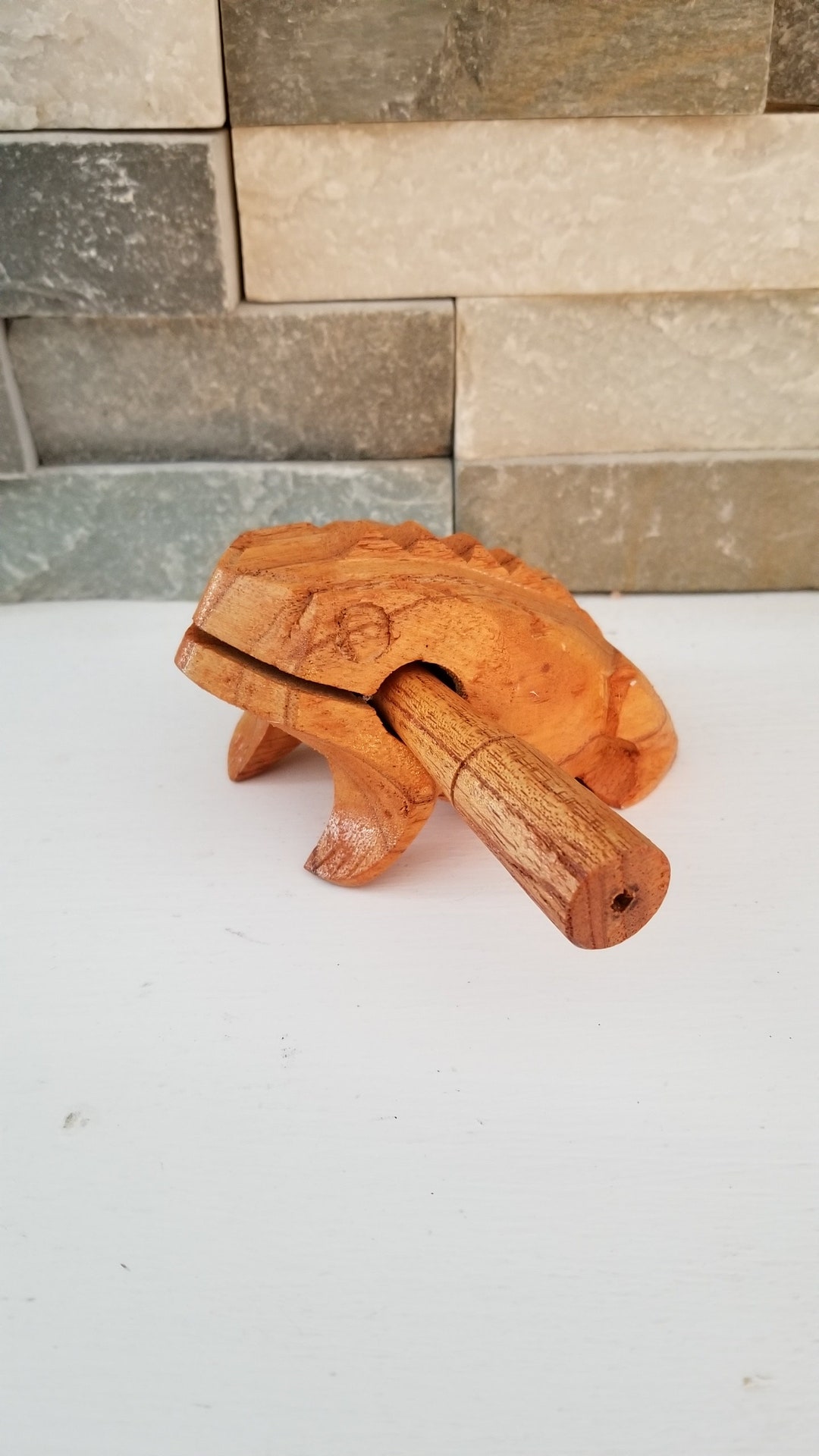 Wooden Frog Guiro Rasp Musical Instrument Tone Block Natural Finish 4 ...