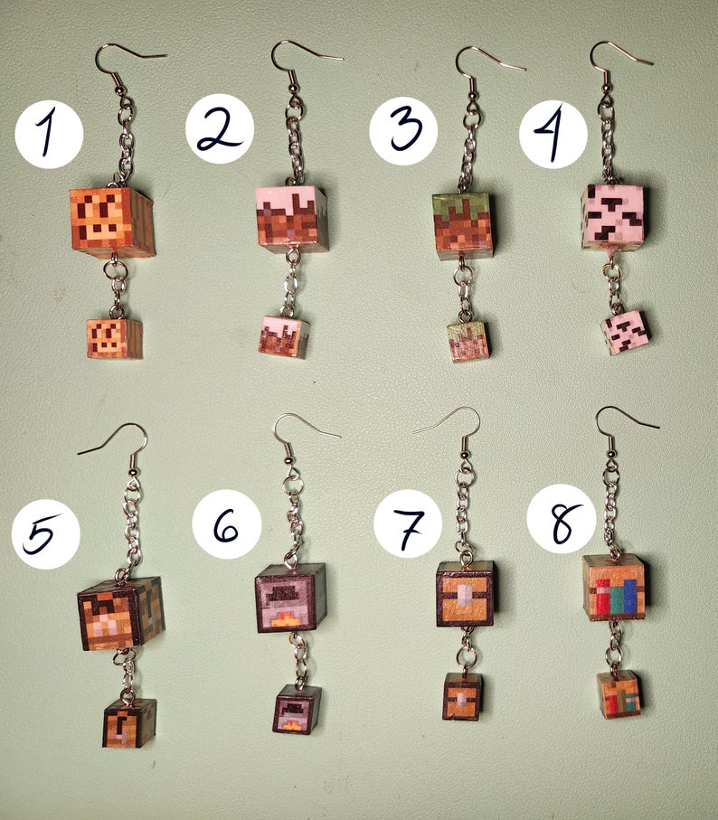 Minecraft Block Earrings - Etsy