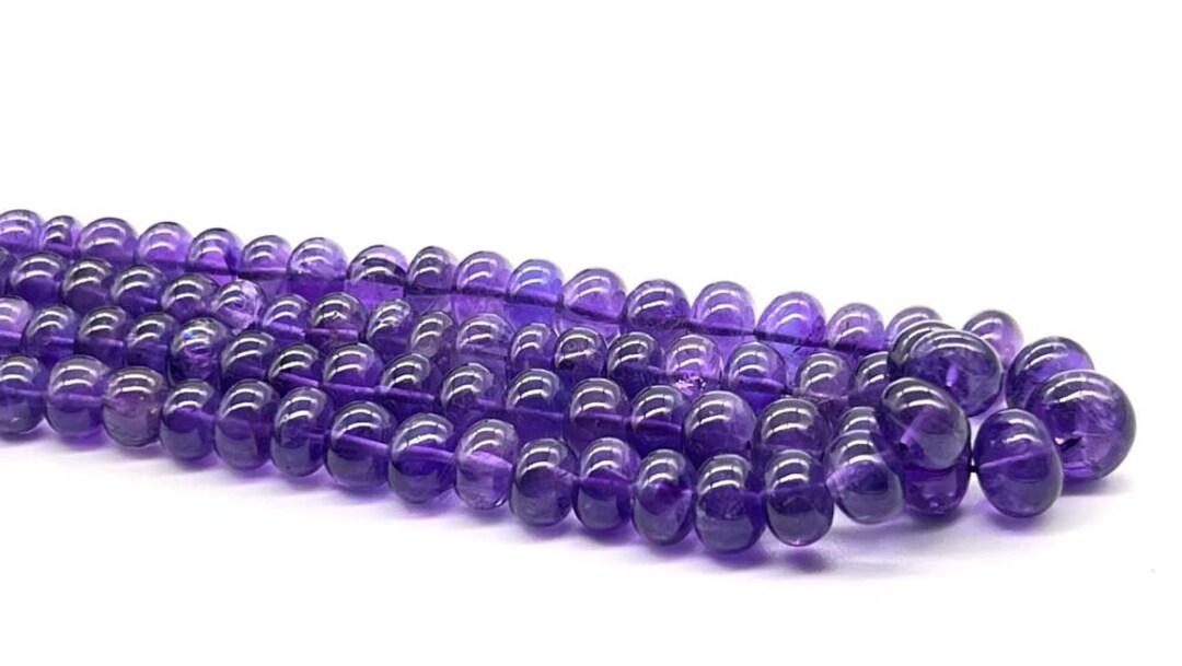 Purple Amethyst Smooth Rondelle Beads African Amethyst Plain Rondelle ...