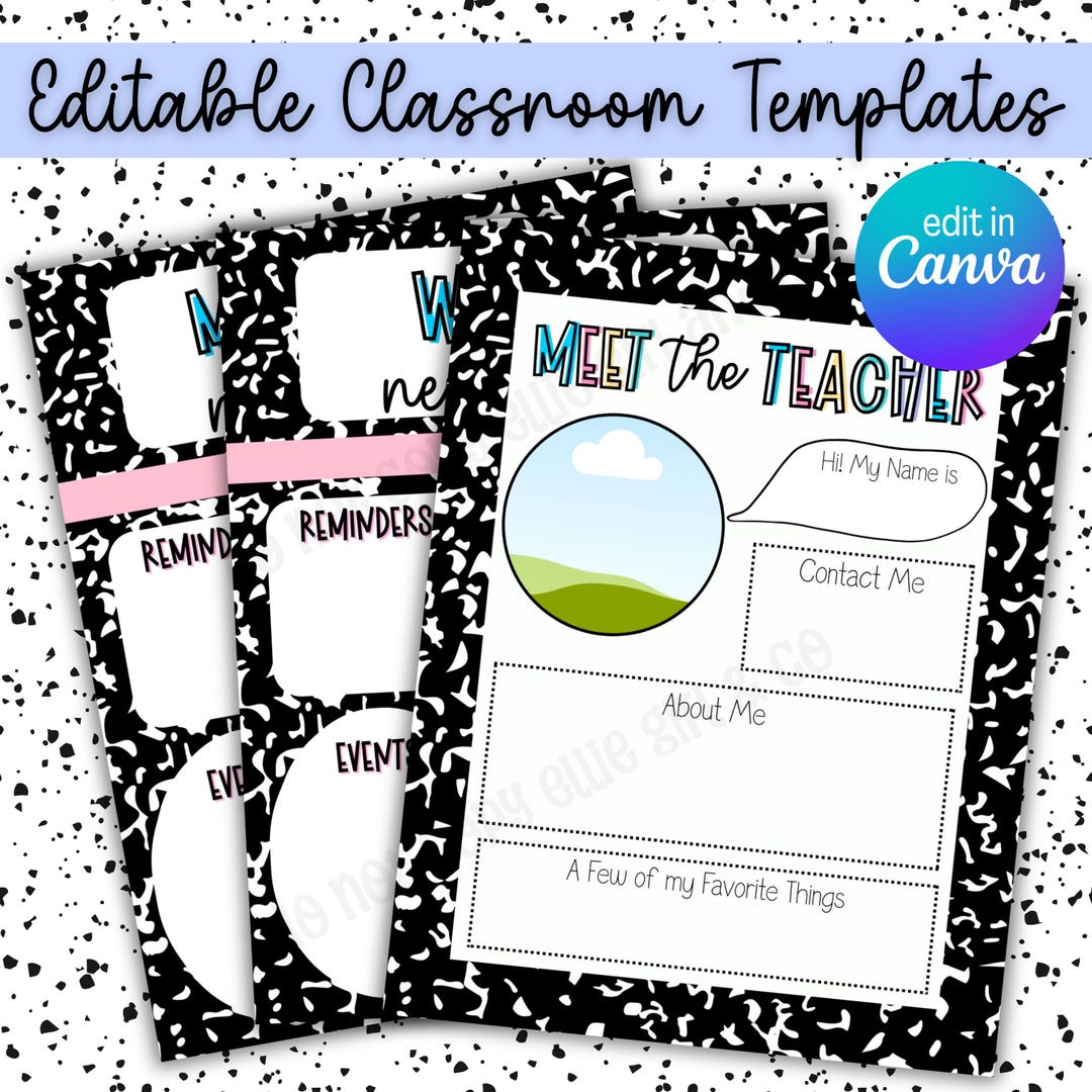 Teacher Classroom Template, BUNDLE, Teacher Printables, Editable Canva ...