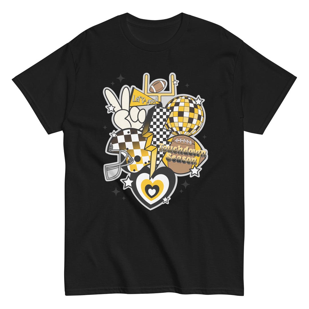 Black and Gold Football Shirt Football Season Touchdown Gildan® Brand ...