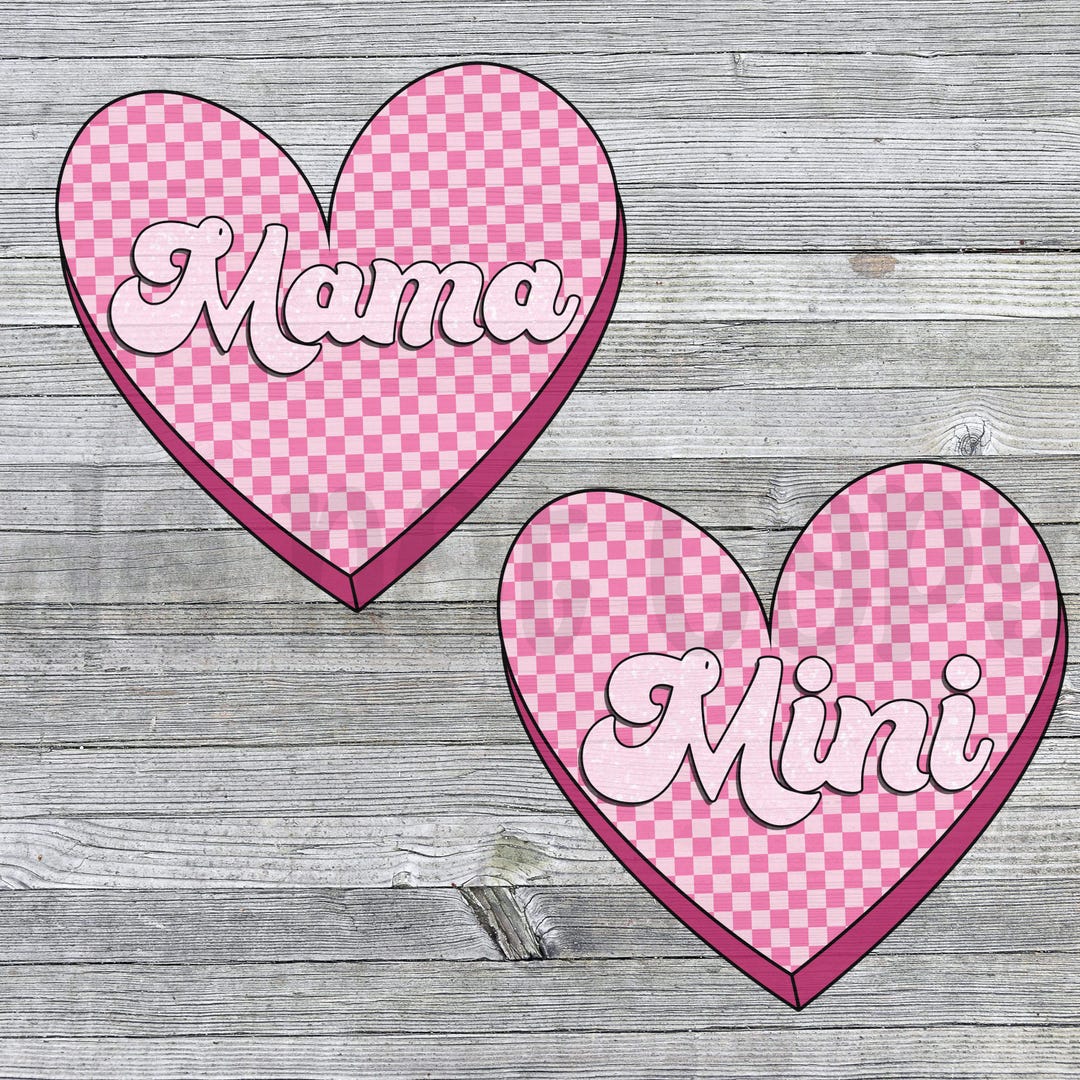 Mama & Mini Heart Design, Mommy and Me, Checkered Hearts, February ...