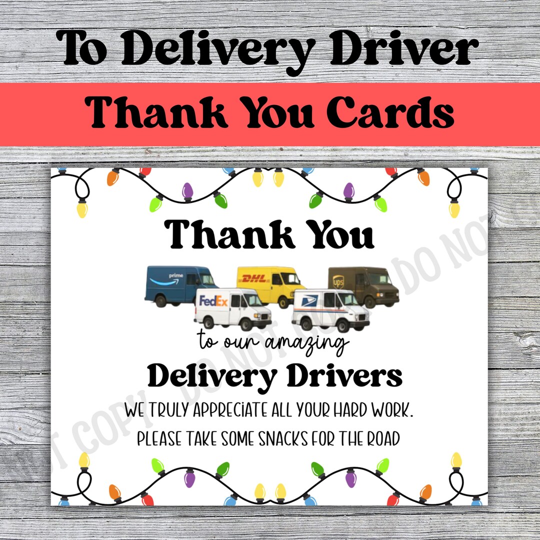 Delivery Driver Thank You Card, Printable Snack Cart (digital Download ...