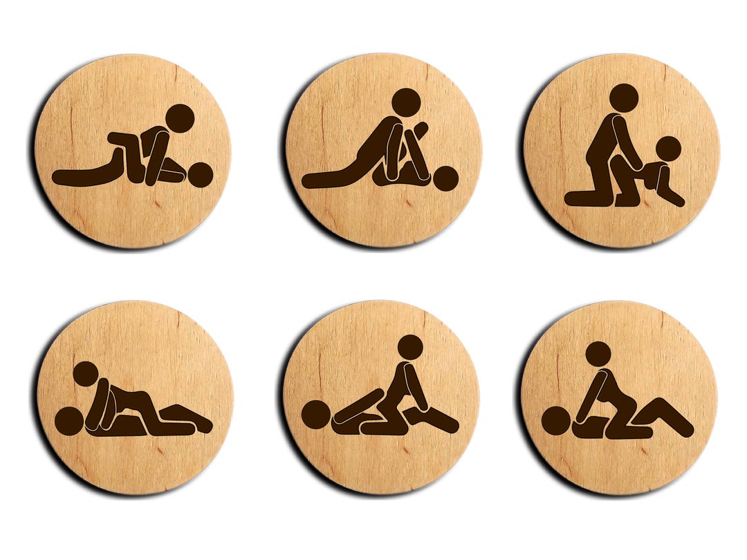 6 Coasters Set Adult Kama Sutra Valentines Day,6 Wood Coasters Stick ...