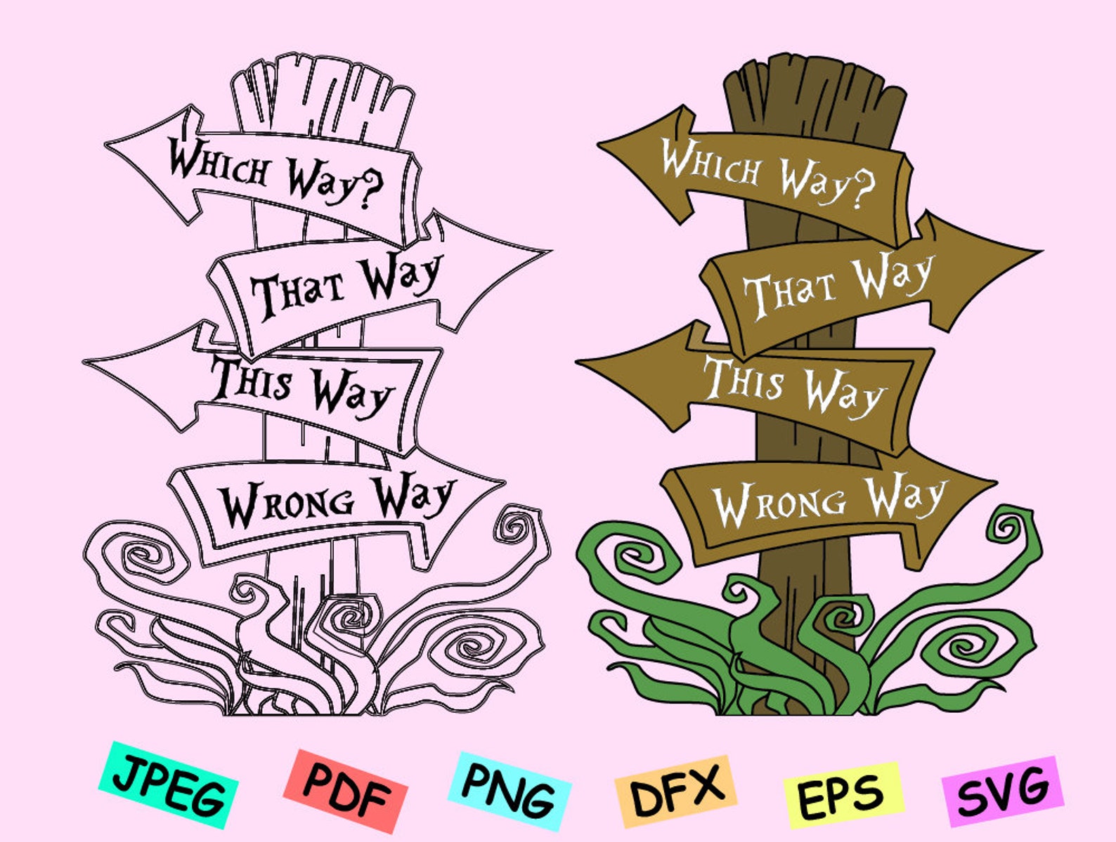 Whimsical Arrow Sign SVG | Fantasy Tea Party Wall Decor Clipart for DIY ...