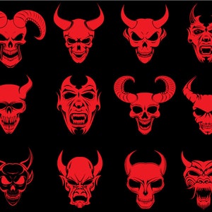 Vintage Devil Horns Vector Art, Satan Demon SVG, Cricut Cut File - Etsy