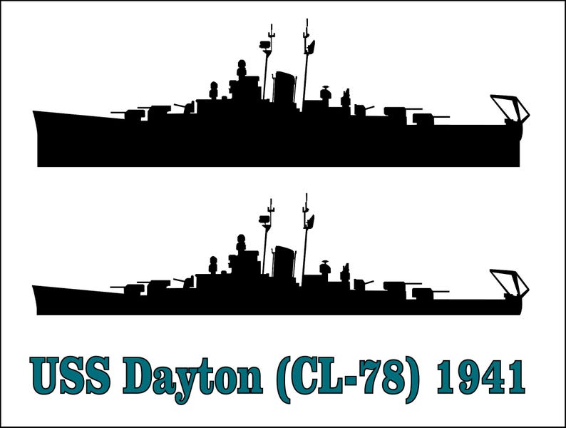 USS Dayton CL-105 Svg | Wwii Cleveland Class Light Cruiser Silhouette ...