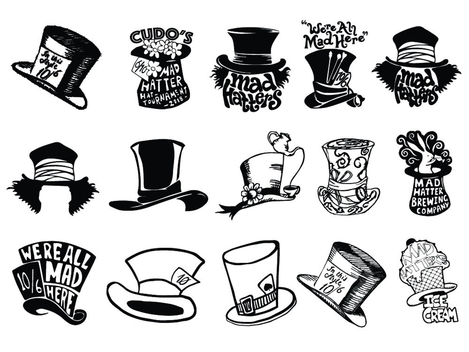 HAT Set Mad Svg15 Hats Svg Wonder Svg Silhouette Svg Tale - Etsy