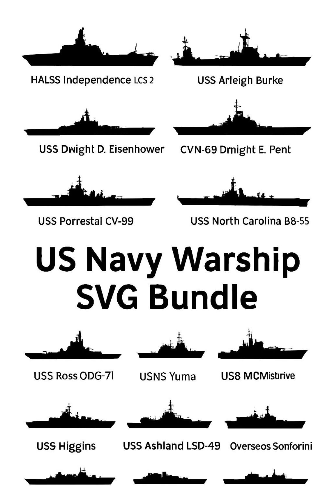 US Navy Warship SVG Bundle: 22 Ship Silhouettes (digital Download) - Etsy
