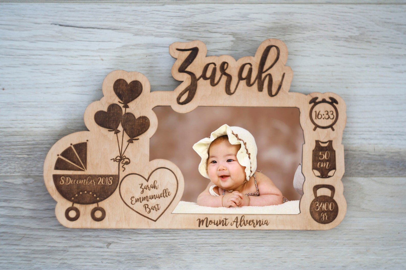 Newborn Baby Girl Picture Frame personalized Birth | Etsy