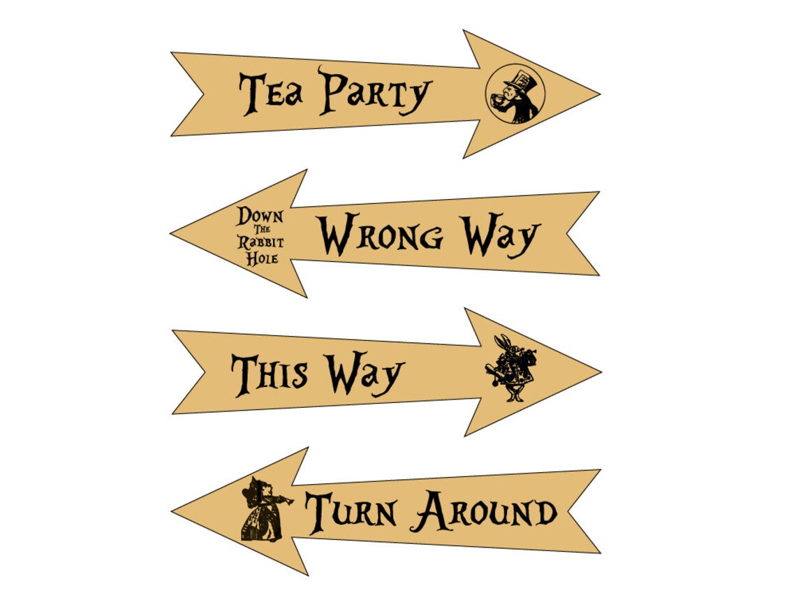 Alice in Wonder Arrow Signs SVG: Tea Party Decor (digital Download) - Etsy