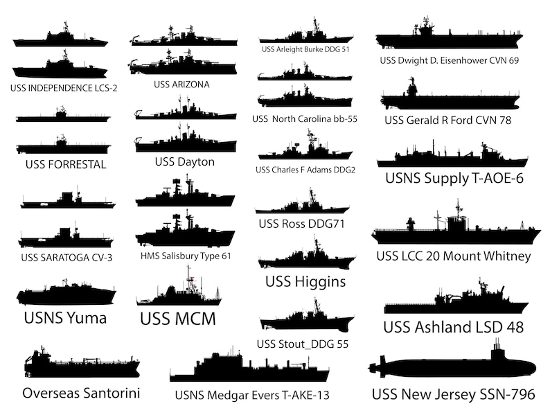 US Navy Warship SVG Bundle: 22 Ship Silhouettes (digital Download) - Etsy