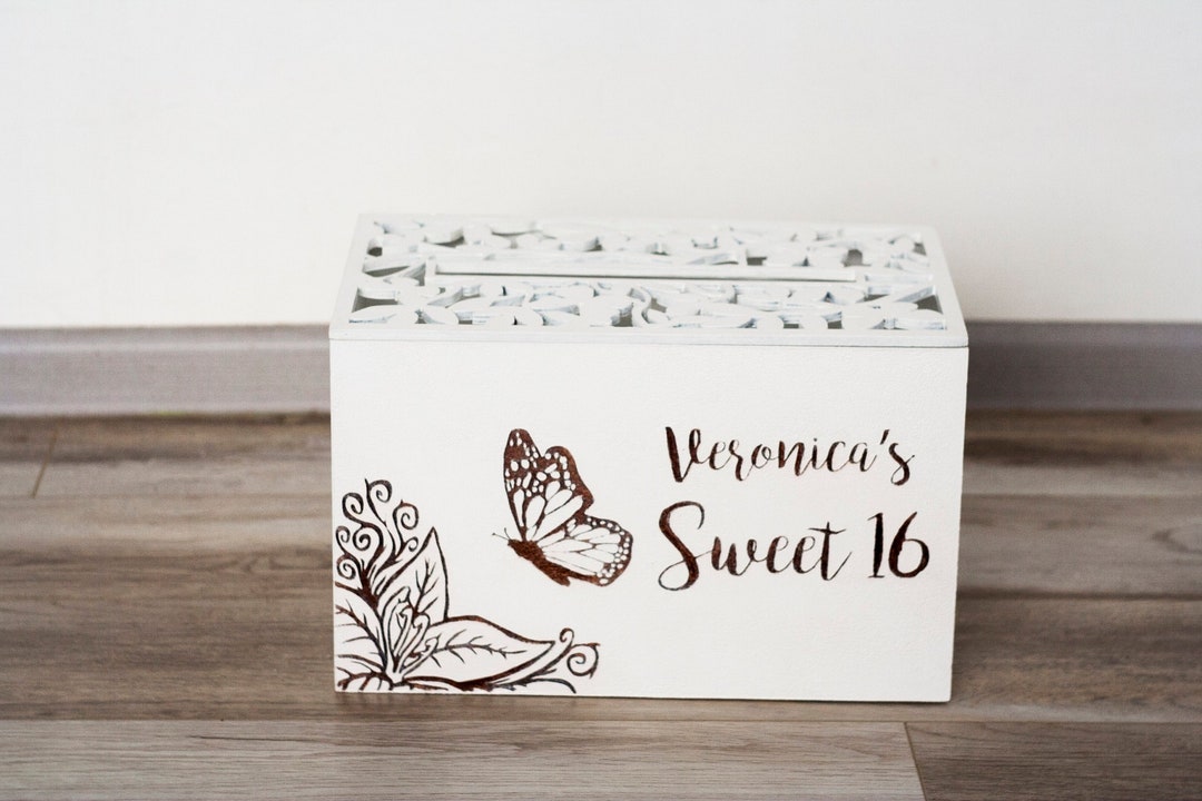 Sweet 16 Card Box - Personalized Birthday Card Box, Custom Card Box ...