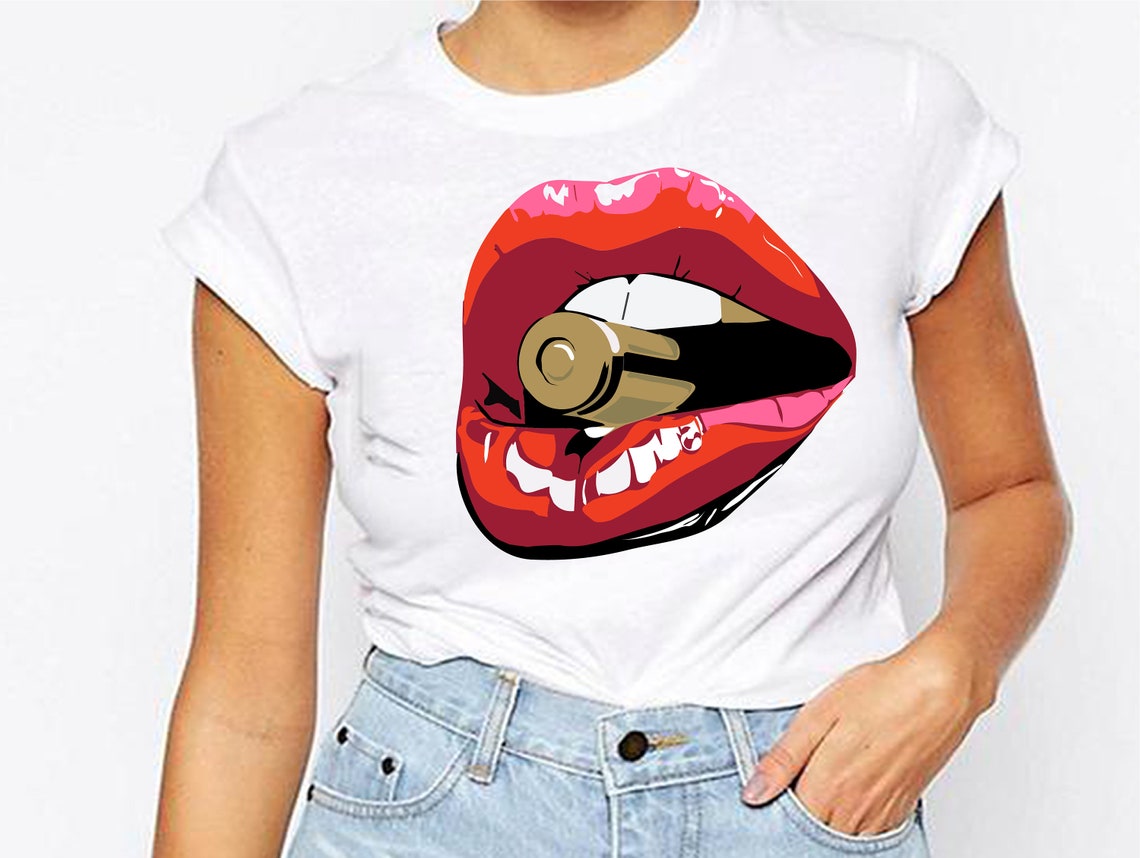 Valentine Glamour Red Lips With Bullet, Printable Vector (svg, Eps, Pdf ...