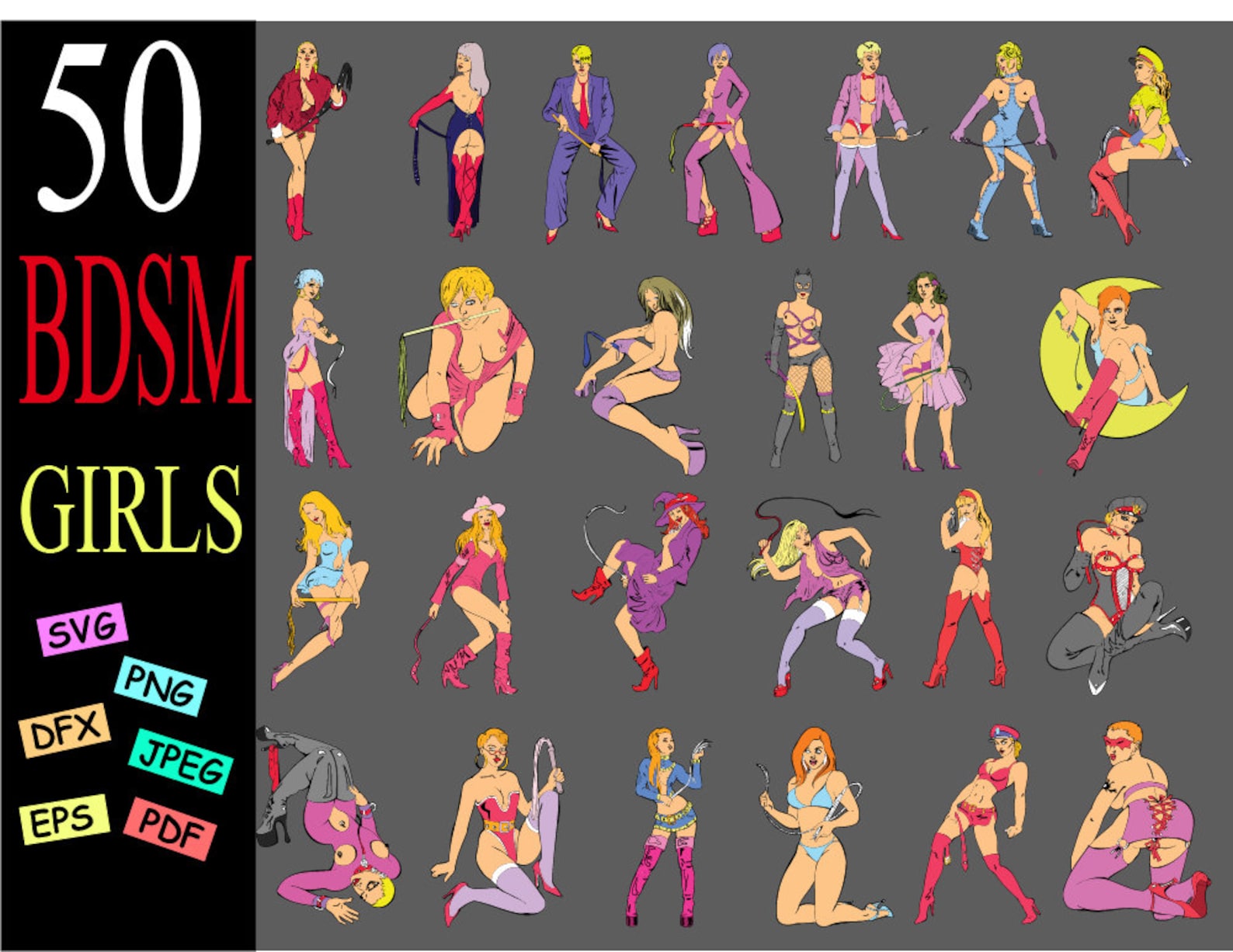 Bdsm Svg Sexy Girk Svg 50 Bdsm Girl Positions Svg Fetish Etsy Canada