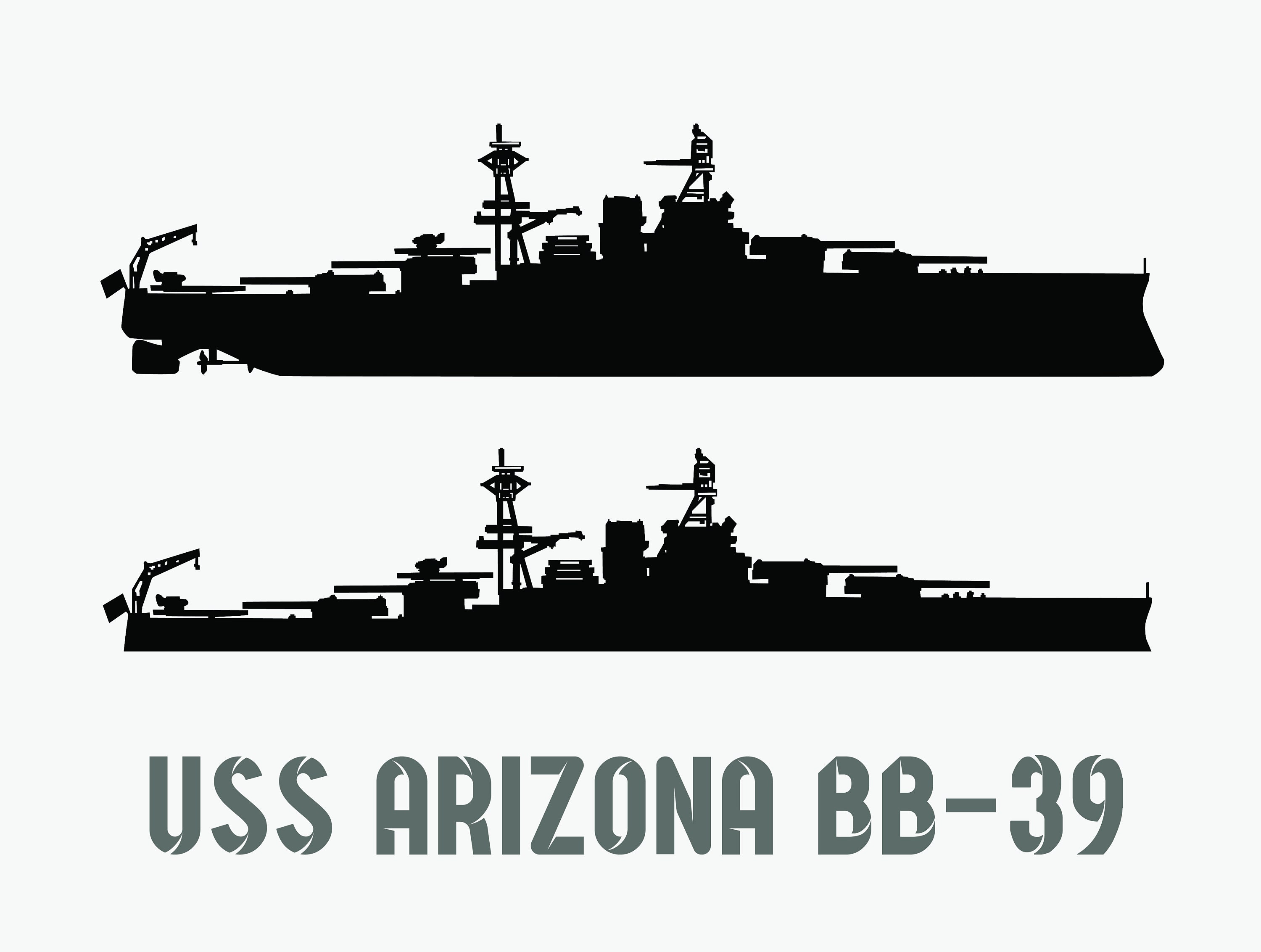 USS Arizona Battleship SVG: Navy Silhouette Cut File (digital Download ...