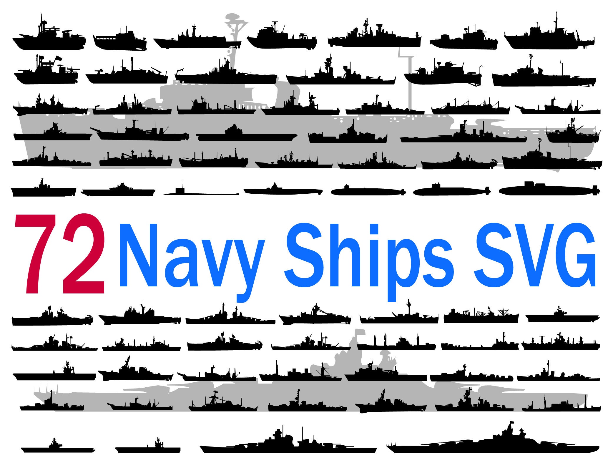 Battleship SVG Bundle: 72 Navy Ships SVG Set – Creative Silhouettes ...
