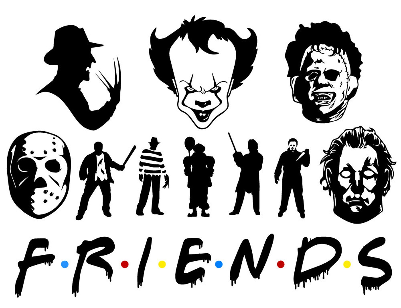Friends Horror svgHorror character svg Freddy KruegerJason | Etsy