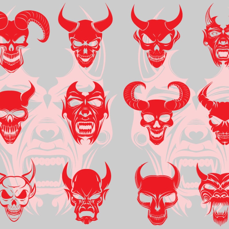 Demon Skull Svg - Etsy