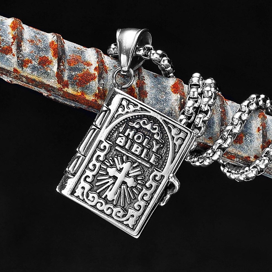Holy Bible Can Be Opened Stainless Steel Men Women Necklaces Pendant ...