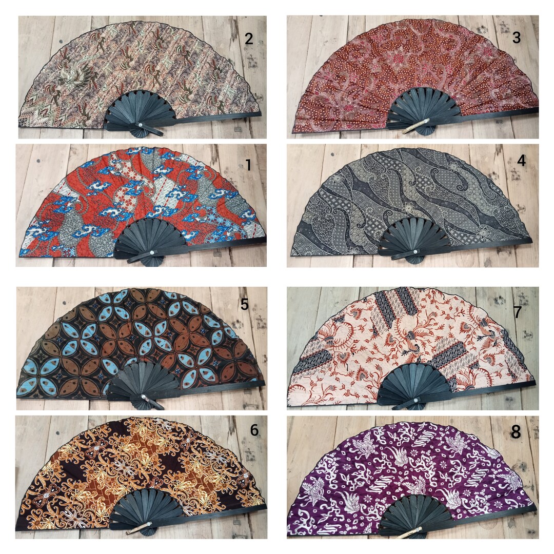 ECO-RESPONSIBLE Folding Fans in Bamboo and Batik Fabric - Etsy