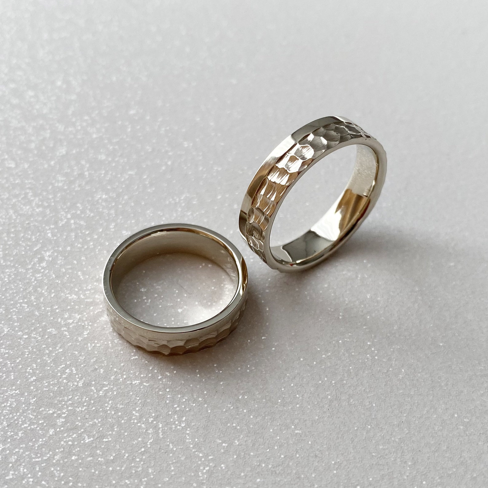 Modern Solid Gold Wedding Rings for Couple Unique 14k White - Etsy