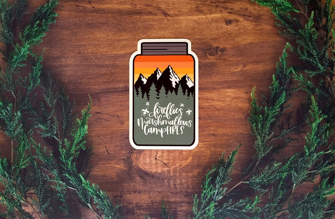 Fireflies, Marshmallows, Campfires Die Cut Vinyl Sticker, Camping ...