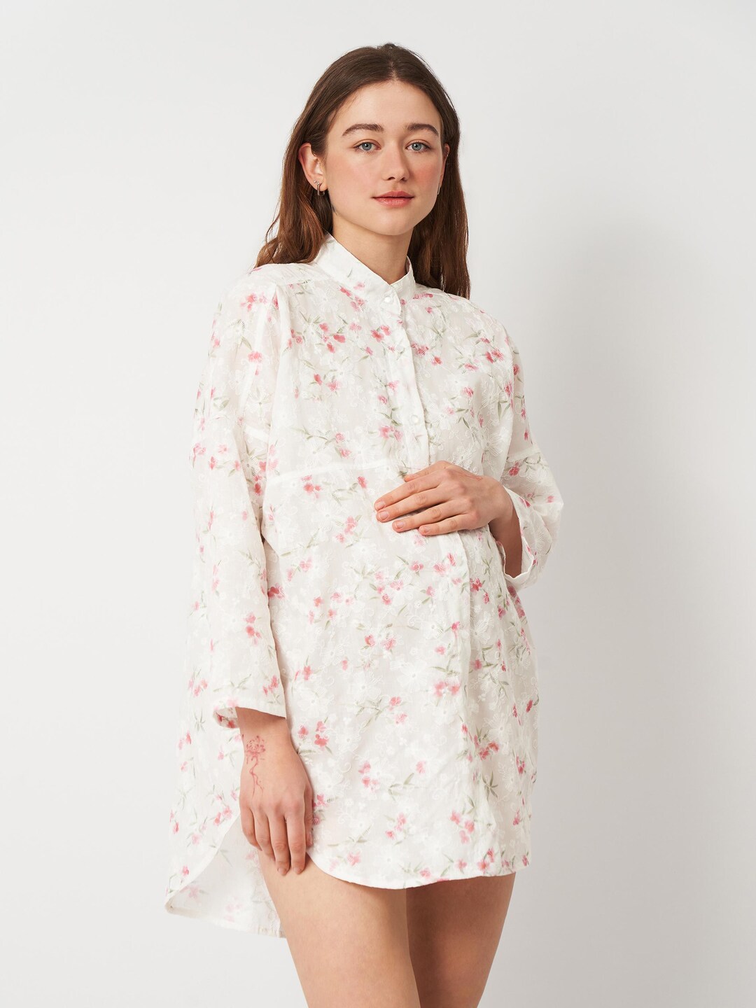 Oversized Cotton Button Down Shirt, Maternity Tunic, Batiste Blouse ...