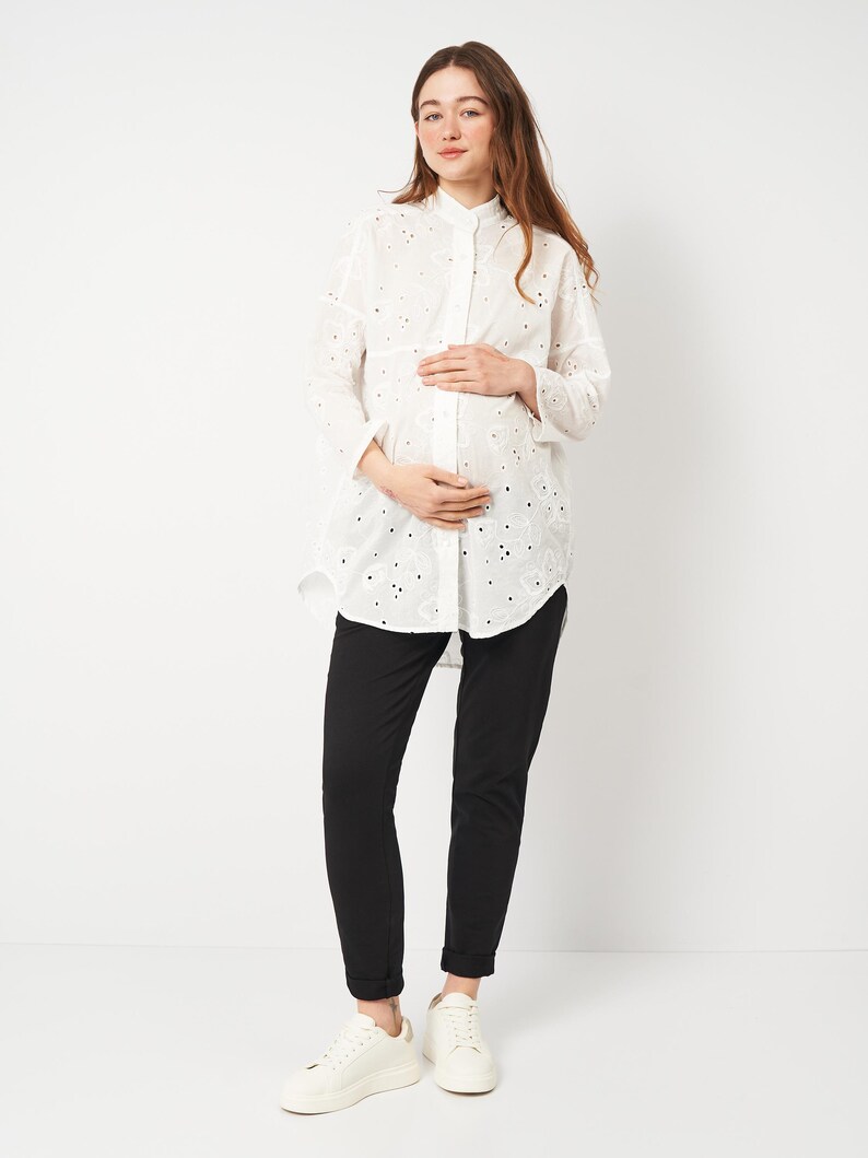 Oversized Cotton Button Down Shirt, Maternity Tunic, Batiste Blouse ...