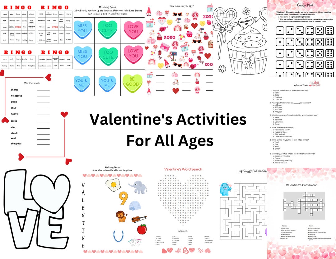 Valentine's Activity Bundle - Valentine's Coloring Pages - Valentine's ...