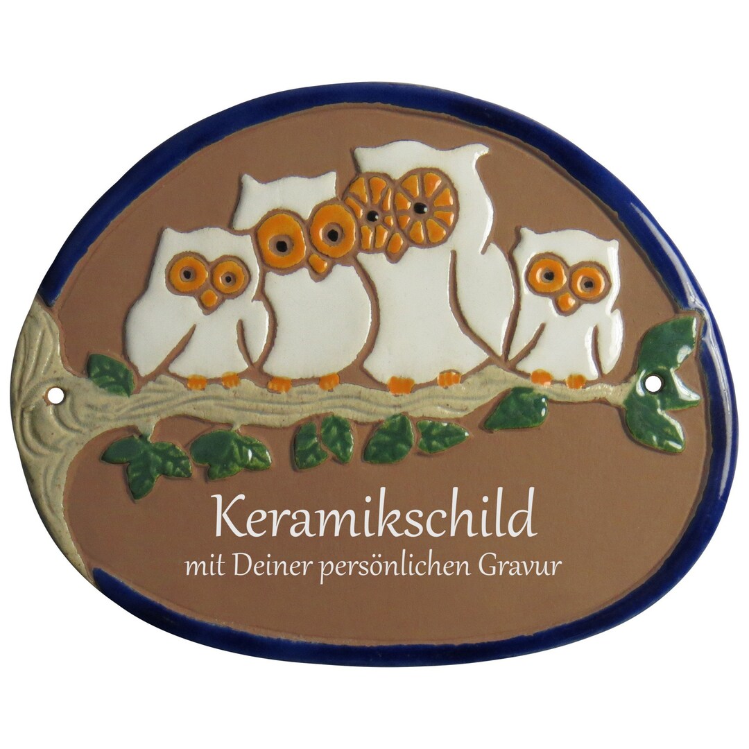 Ceramic Sign 19 X 15 Cm Four White Owls - Etsy