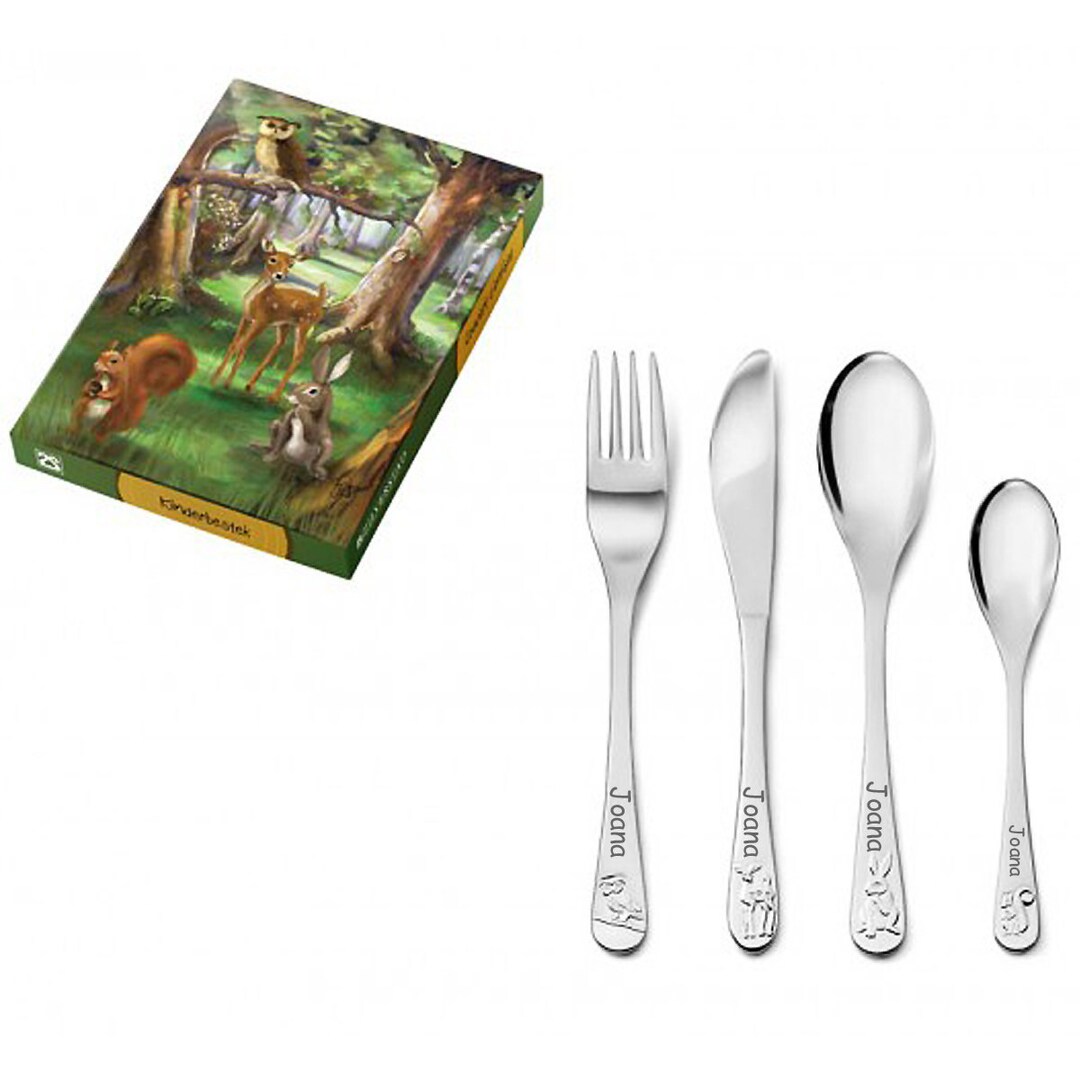 Children's Cutlery Forest Animals 4 Pieces Including Engraving - Etsy
