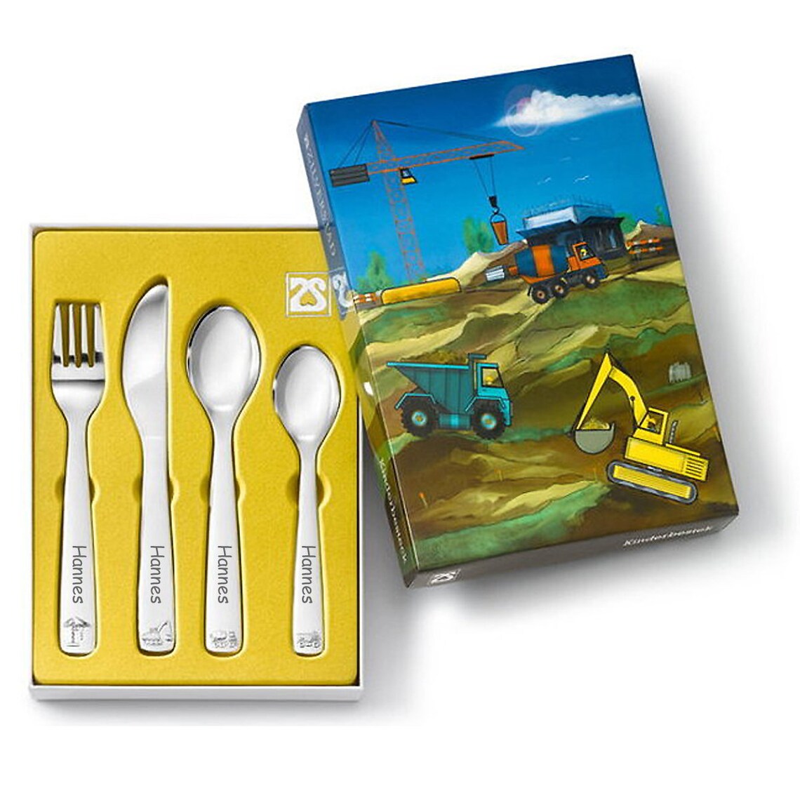 Children's Cutlery Construction Vehicles 4-piece Incl. | Etsy