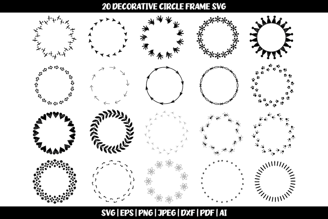 Circle Frame SVG, Cirlce SVG, Double Circle Frame SVG, Round Frame Svg ...