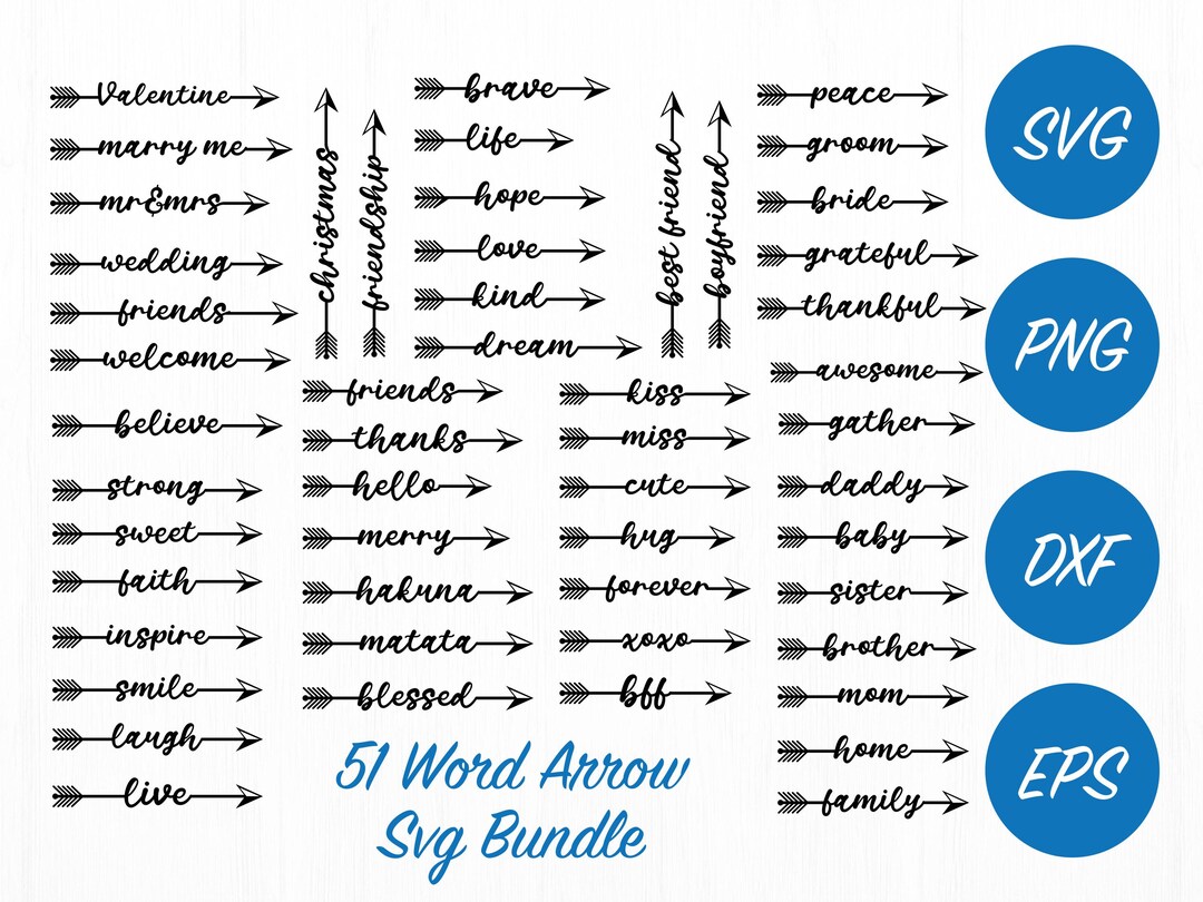 Word Arrow SVG Bundle: 52 Inspirational Designs (digital Download - Etsy