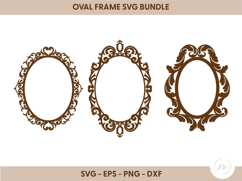 Decorative Oval Frames Svg Cut File, Circle Frame Clipart, Frame Svg ...