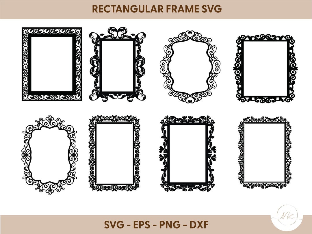 Elegant Rectangular Frame SVG Bundle: Ornamental Border Cut Files - Etsy